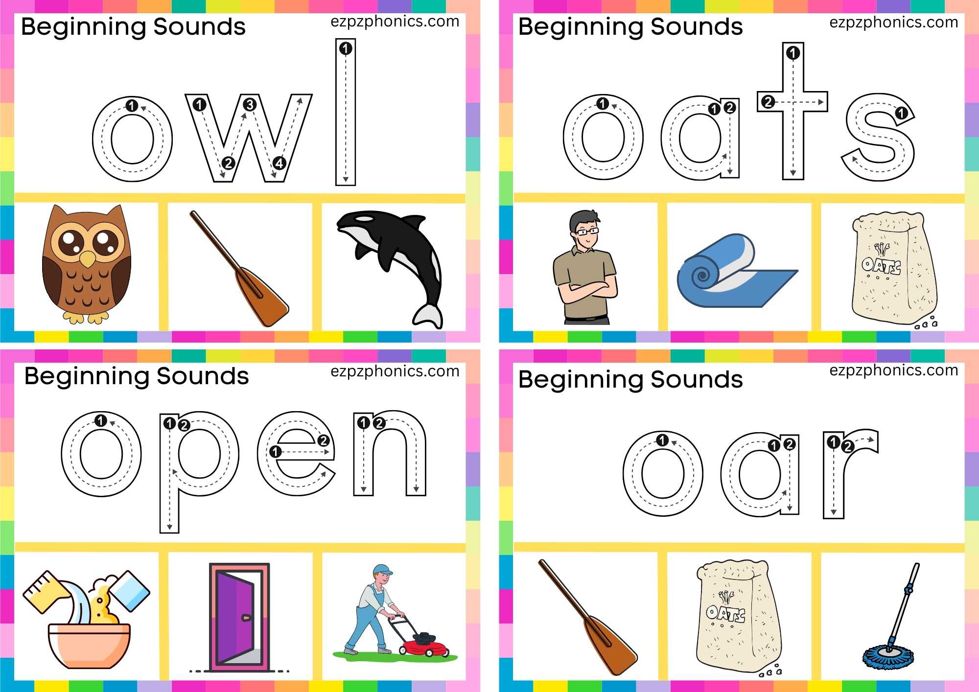 Letter O Trace The Word And Clip The Correct Image Group 1 - ezpzphonics.com